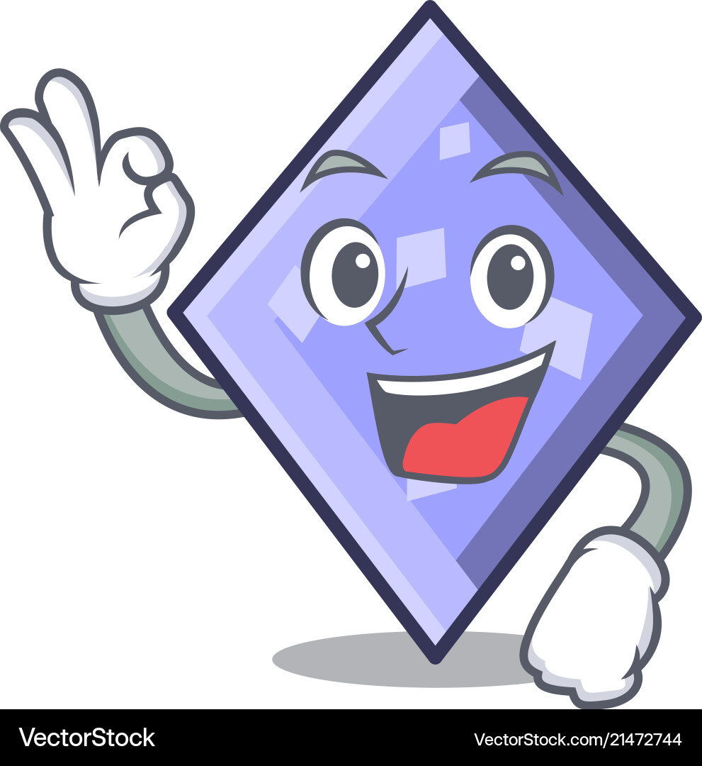 Okay rhombus character cartoon style Royalty Free Vector