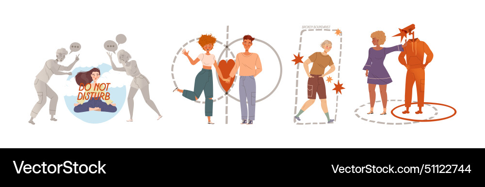 Personal boundaries with man and woman creating Vector Image