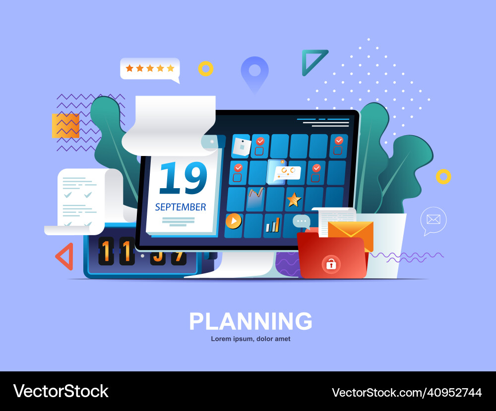 Planning flat concept with gradients Royalty Free Vector