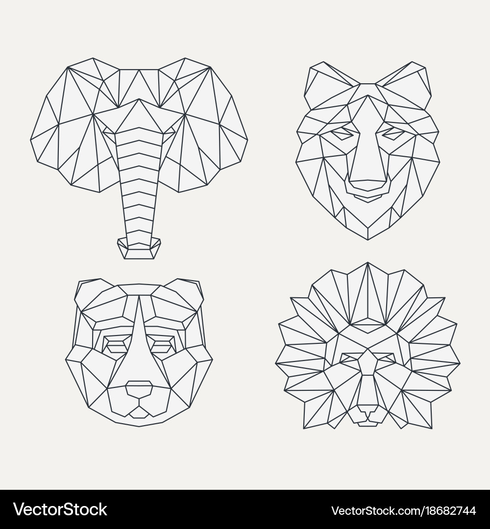 Polygonal geometric animals Royalty Free Vector Image
