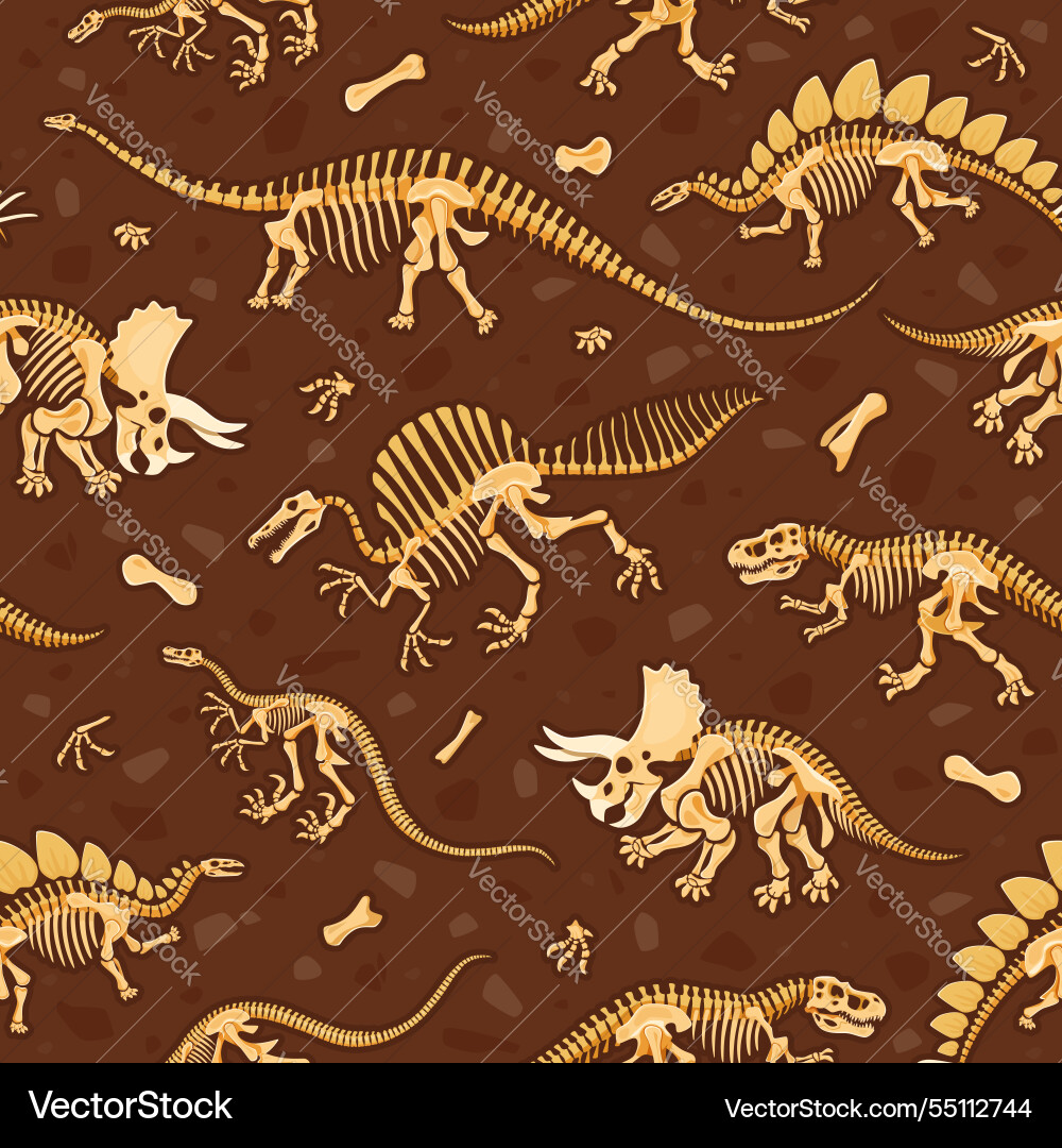 Prehistoric dinosaur fossils seamless pattern Vector Image