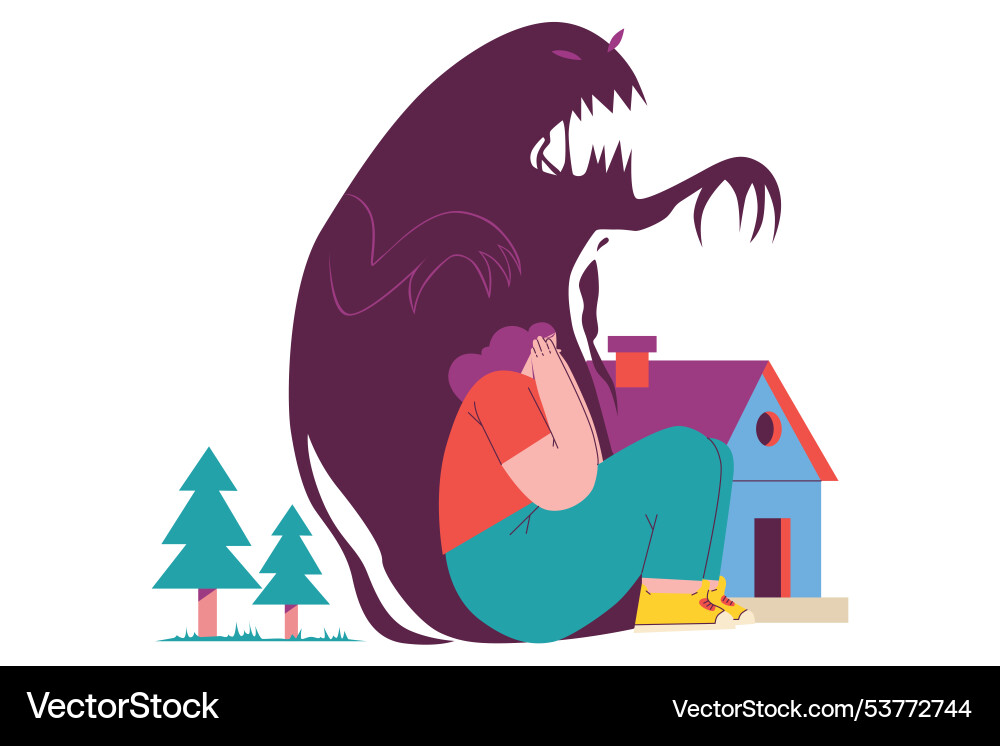 Schizophrenia tormented by inner demons Royalty Free Vector