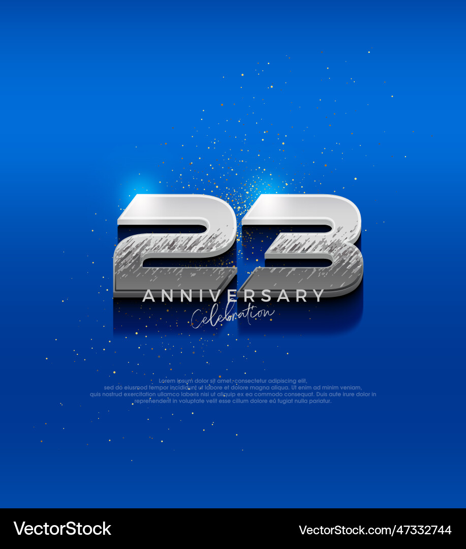 Silver Metallic Number 23 Anniversary Celebration Vector Image
