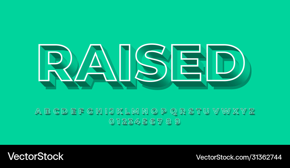 Turquoise with white lines 3d font design Vector Image