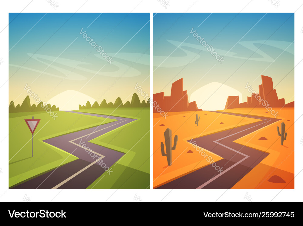 Asphalt road set Royalty Free Vector Image - VectorStock