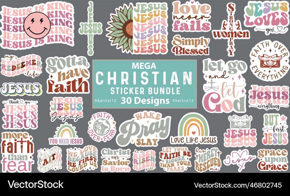 Christian Sticker Bundle - Faith & Blessings Vector Image