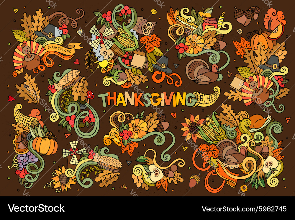 Colorful hand drawn doodle cartoon set Royalty Free Vector