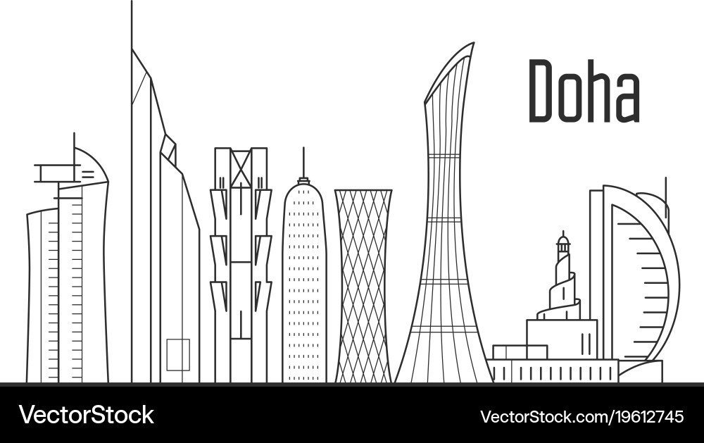 Doha Skyline - Qatar Cityscape Royalty Free Vector Image