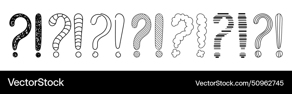 Doodle question and exclamation marks hand drawn Vector Image