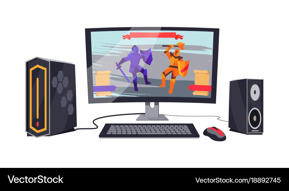 Gaming PC Setup Royalty Free Vector Image - VectorStock