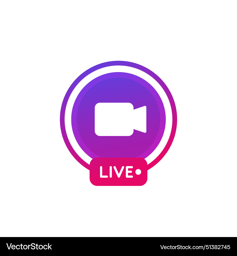 Live stream video icon on white Royalty Free Vector Image
