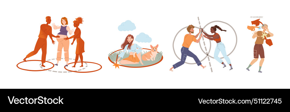 Personal boundaries with man and woman creating Vector Image