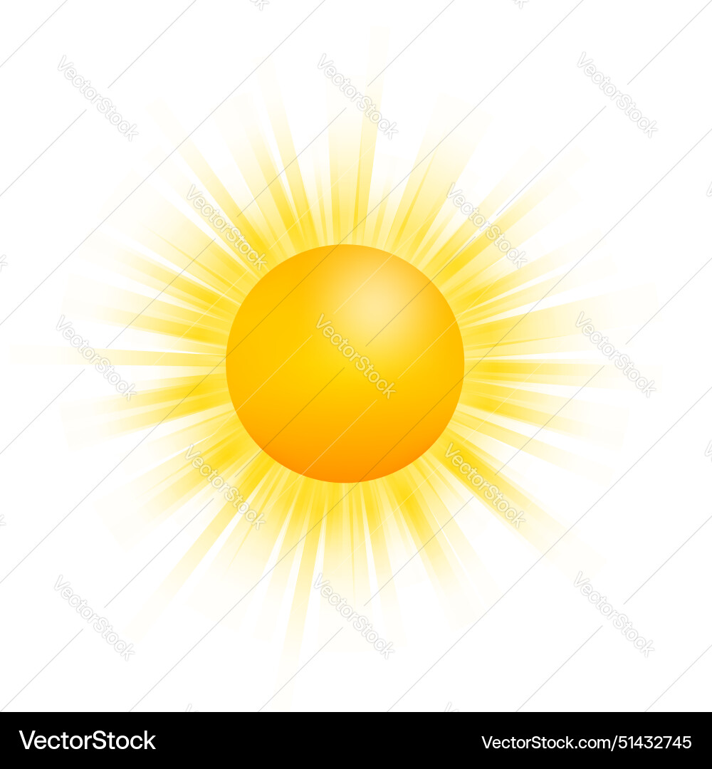 Realistic sun with rays icon for weather design Vector Image