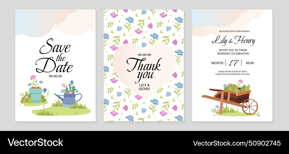 Rustic garden wedding invitation spring Royalty Free Vector