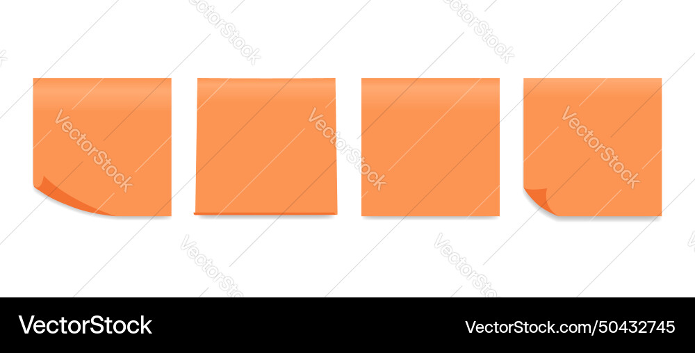 Set of blank orange sticky notes isolated Vector Image