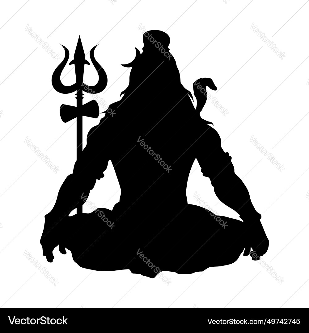 Shiva mahadev trishul silhouette Royalty Free Vector Image
