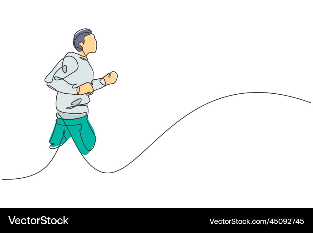 Single continuous line drawing young agile man Vector Image