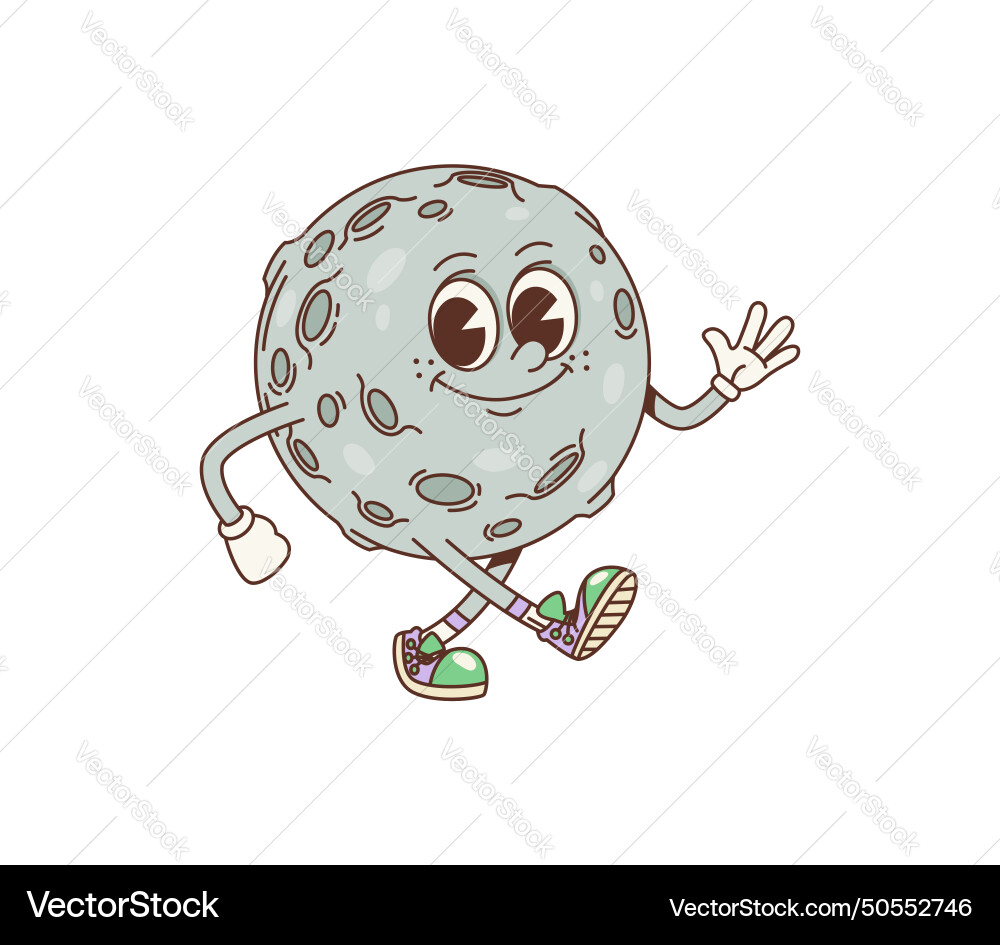 Cartoon space planet groovy cosmic character Vector Image