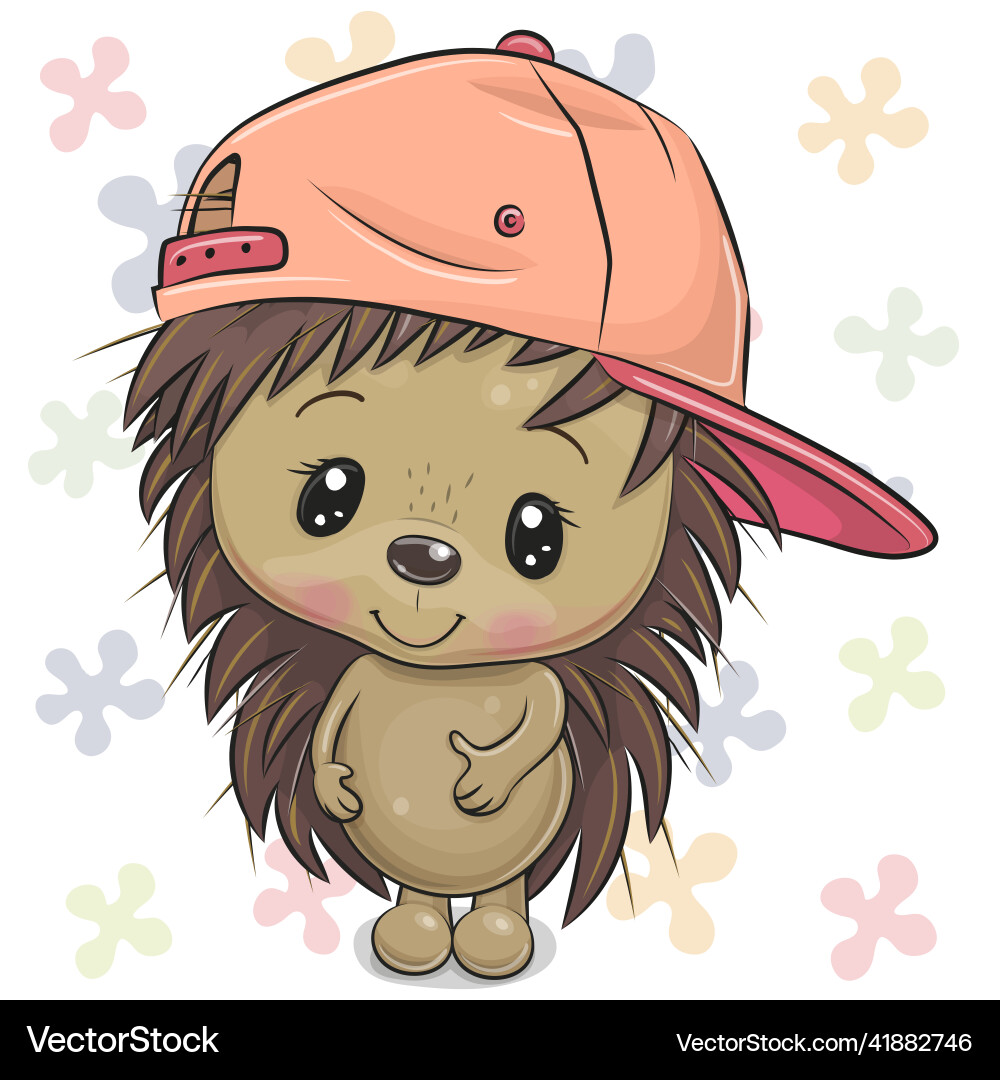 Cute cartoon hedgehog boy with cap Royalty Free Vector Image