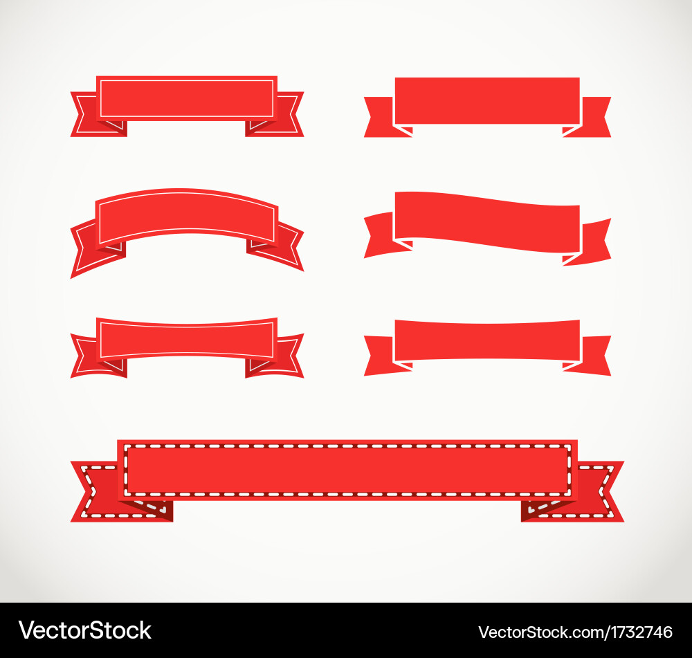 Different retro style red ribbons Royalty Free Vector Image