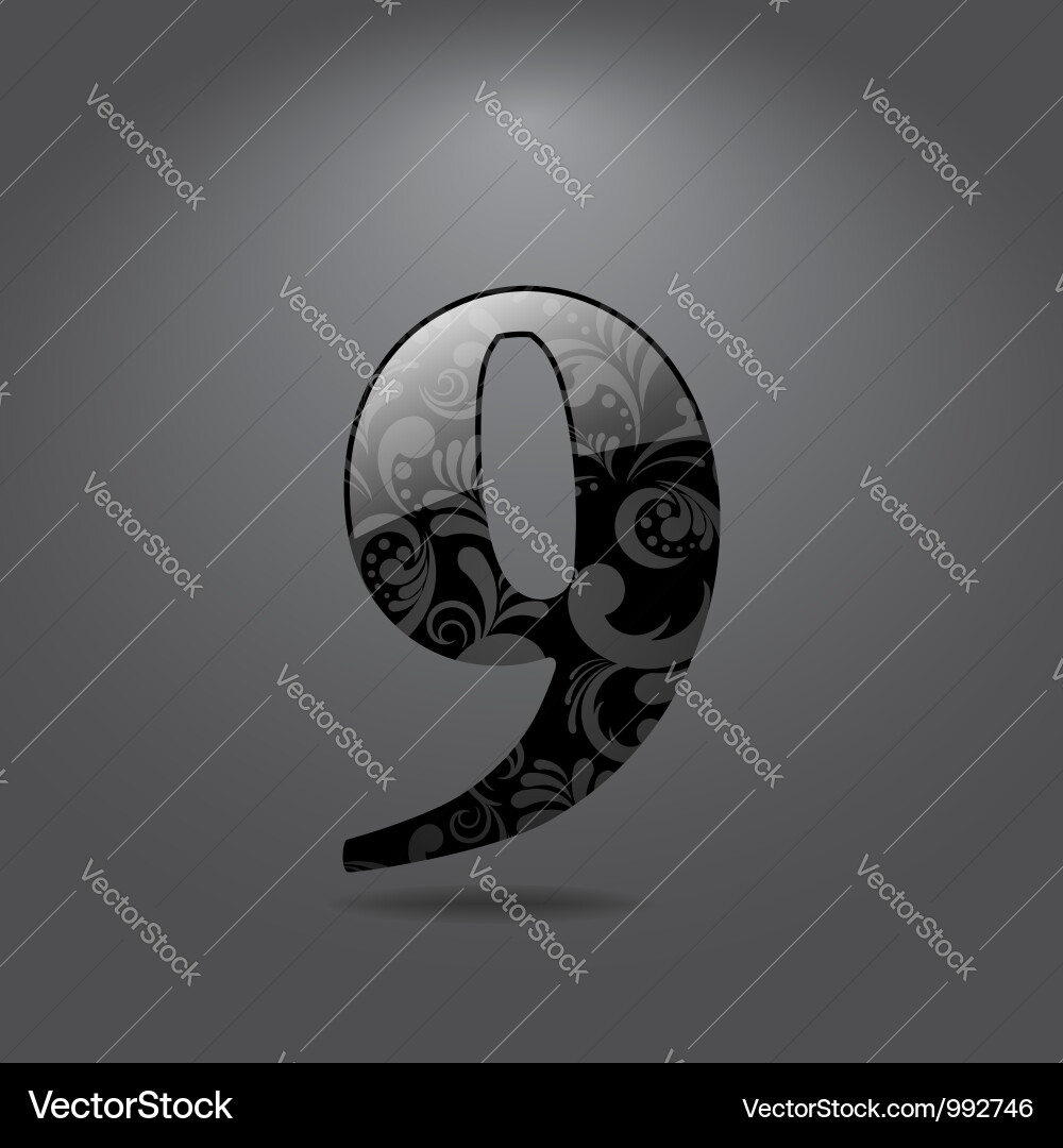 Digit nine Royalty Free Vector Image - VectorStock