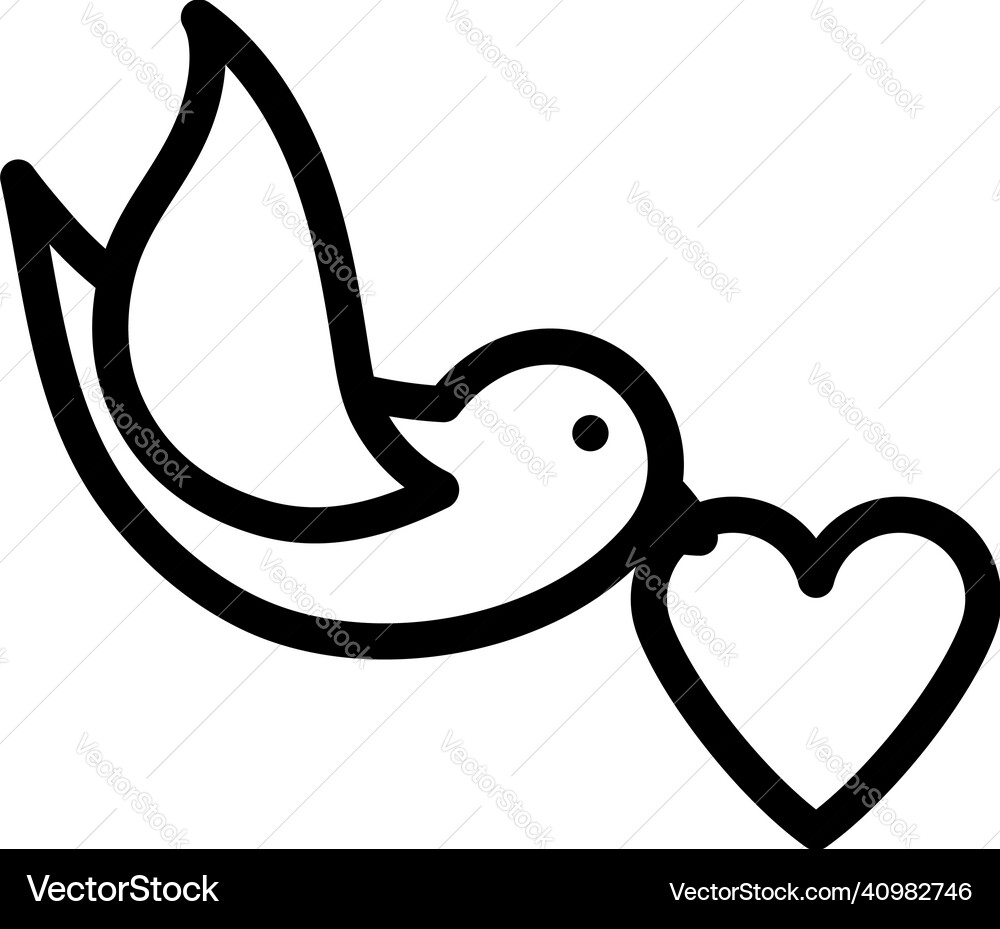 Dove with heart icon Royalty Free Vector Image