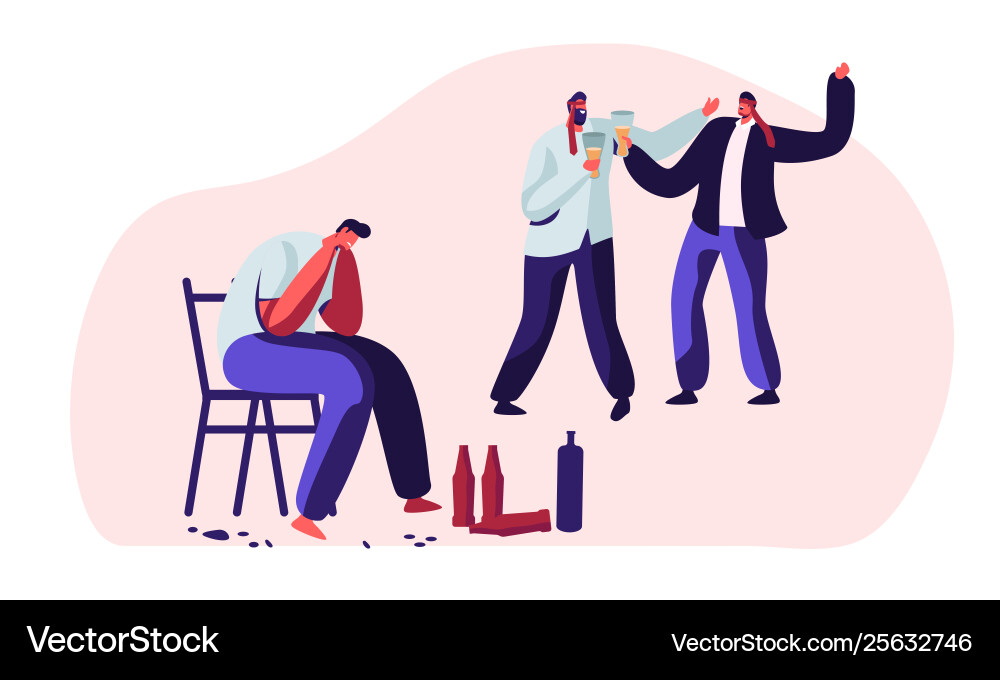 Drunken Men - Alcohol Addiction Royalty Free Vector Image