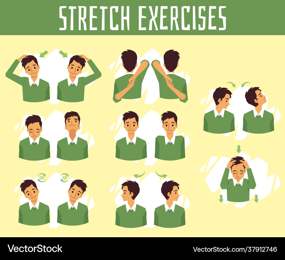 Exercises for health and stretch neck Royalty Free Vector