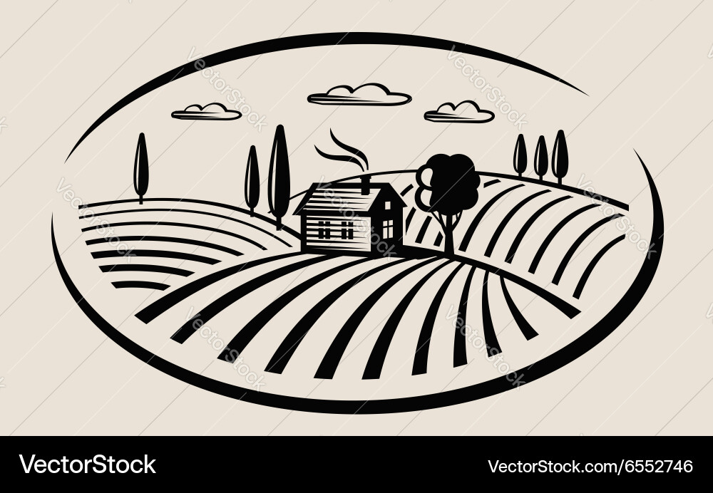 Farm and field Royalty Free Vector Image - VectorStock