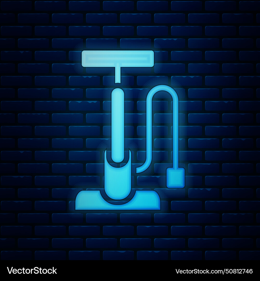 Glowing neon bicycle air pump icon isolated Vector Image