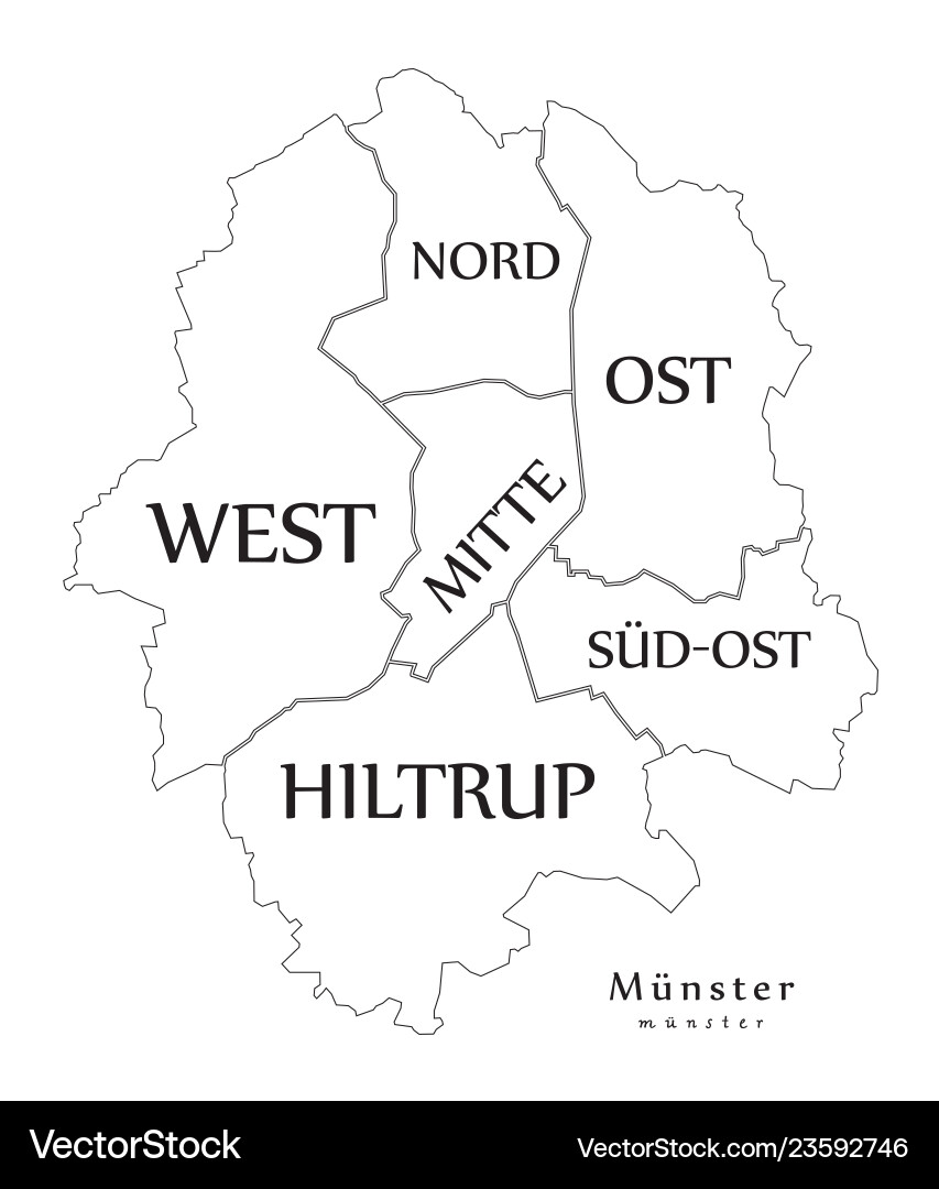 Modern city map - munster germany Royalty Free Vector Image