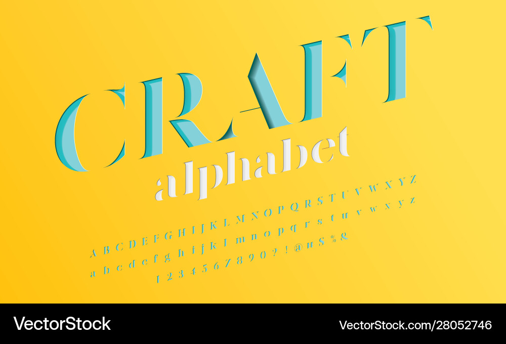 Paper cut font Royalty Free Vector Image - VectorStock