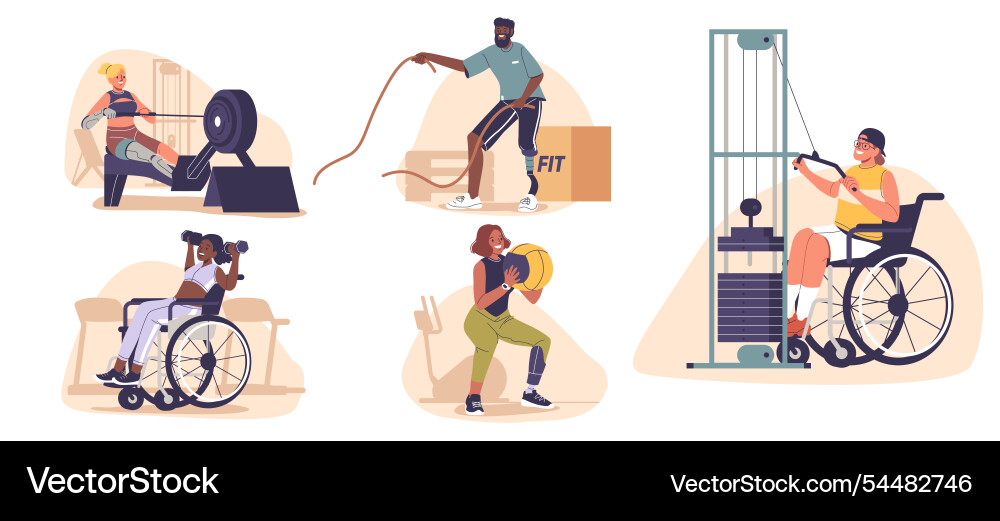 People cartoon characters with disabilities Vector Image