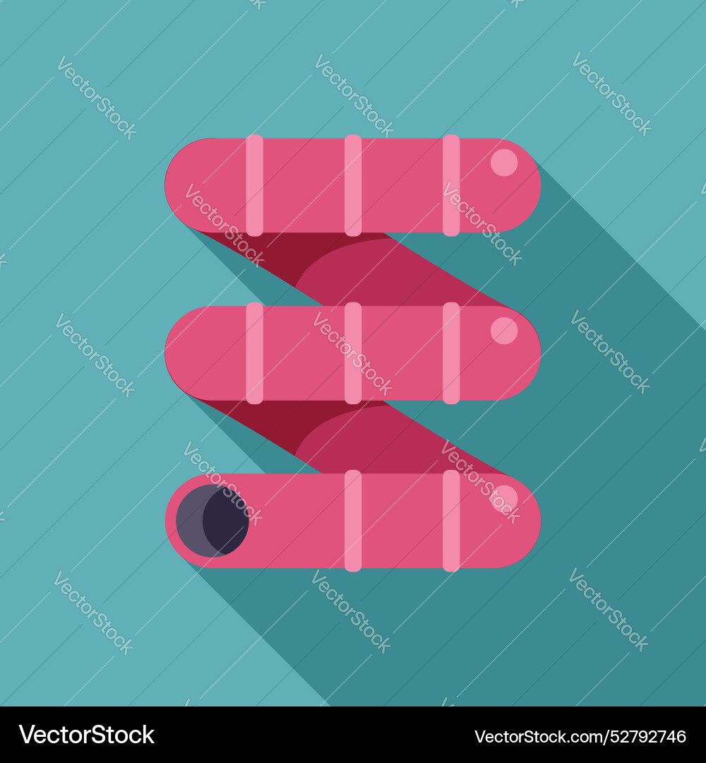Pink water slide making zig zag turns over Vector Image