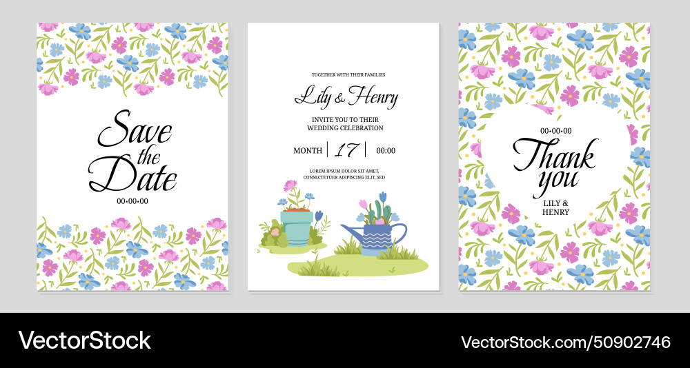 Rustic garden wedding invitation spring Royalty Free Vector