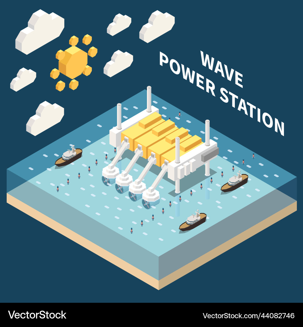 Wave power station Royalty Free Vector Image - VectorStock