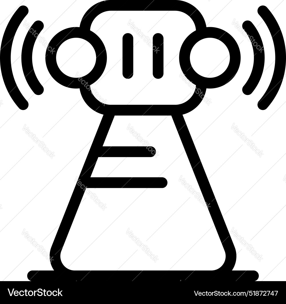 Broadcasting equipment transmitting radio waves Vector Image