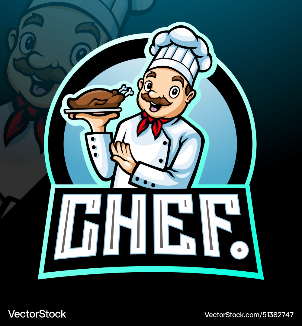 Chef mascot esport logo design Royalty Free Vector Image