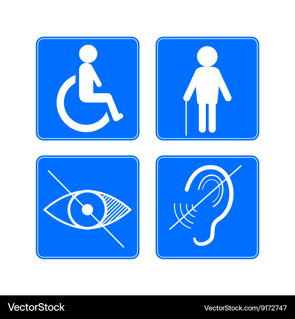 Disabled signs deaf blind and wheelchair Vector Image