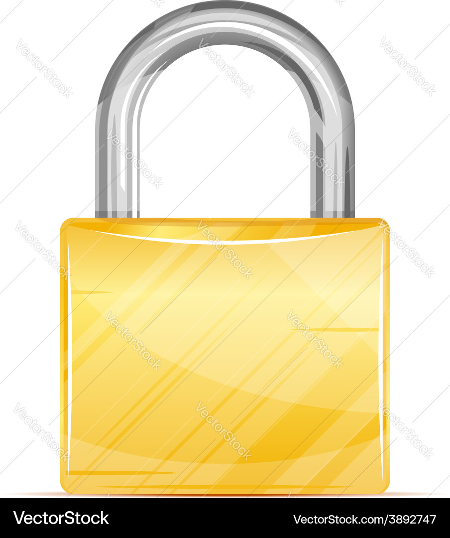 Golden Padlock Icon - Security Royalty Free Vector Image