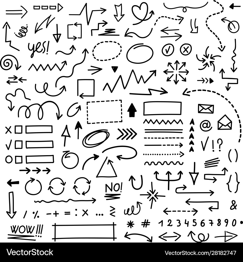 Hand draw arrow set Royalty Free Vector Image - VectorStock