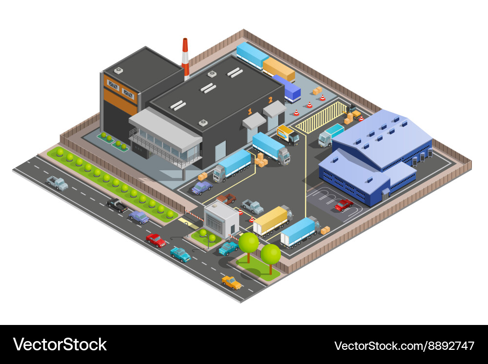 Isometric composition of warehouse Royalty Free Vector Image