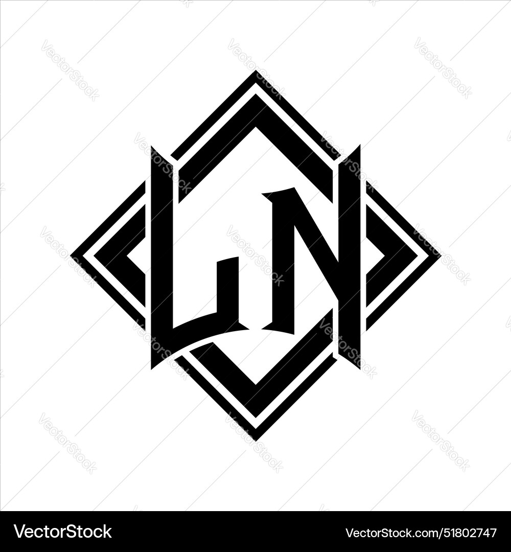 Ln letter logo with abstract shield shape Vector Image