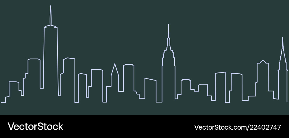 New york single line skyline Royalty Free Vector Image