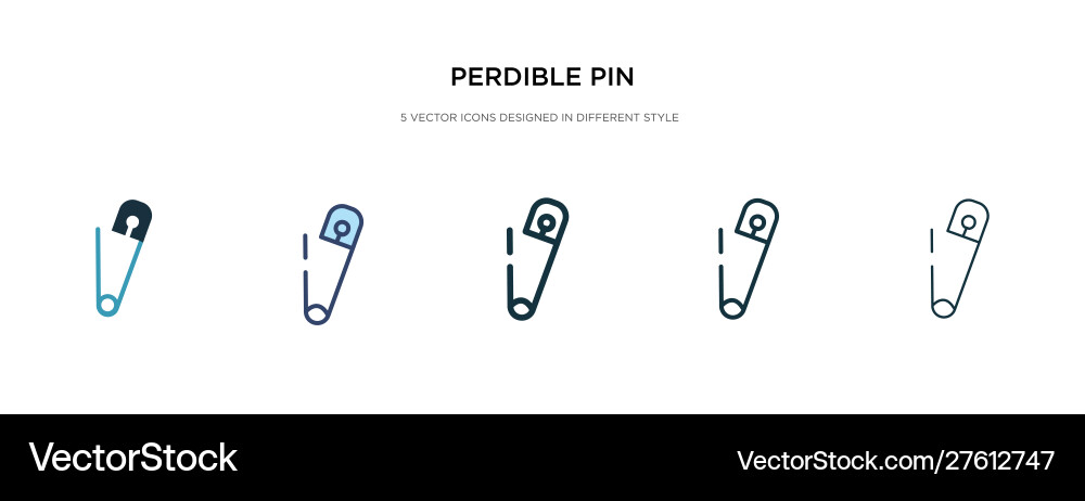 Perdible pin icon in different style two colored Vector Image