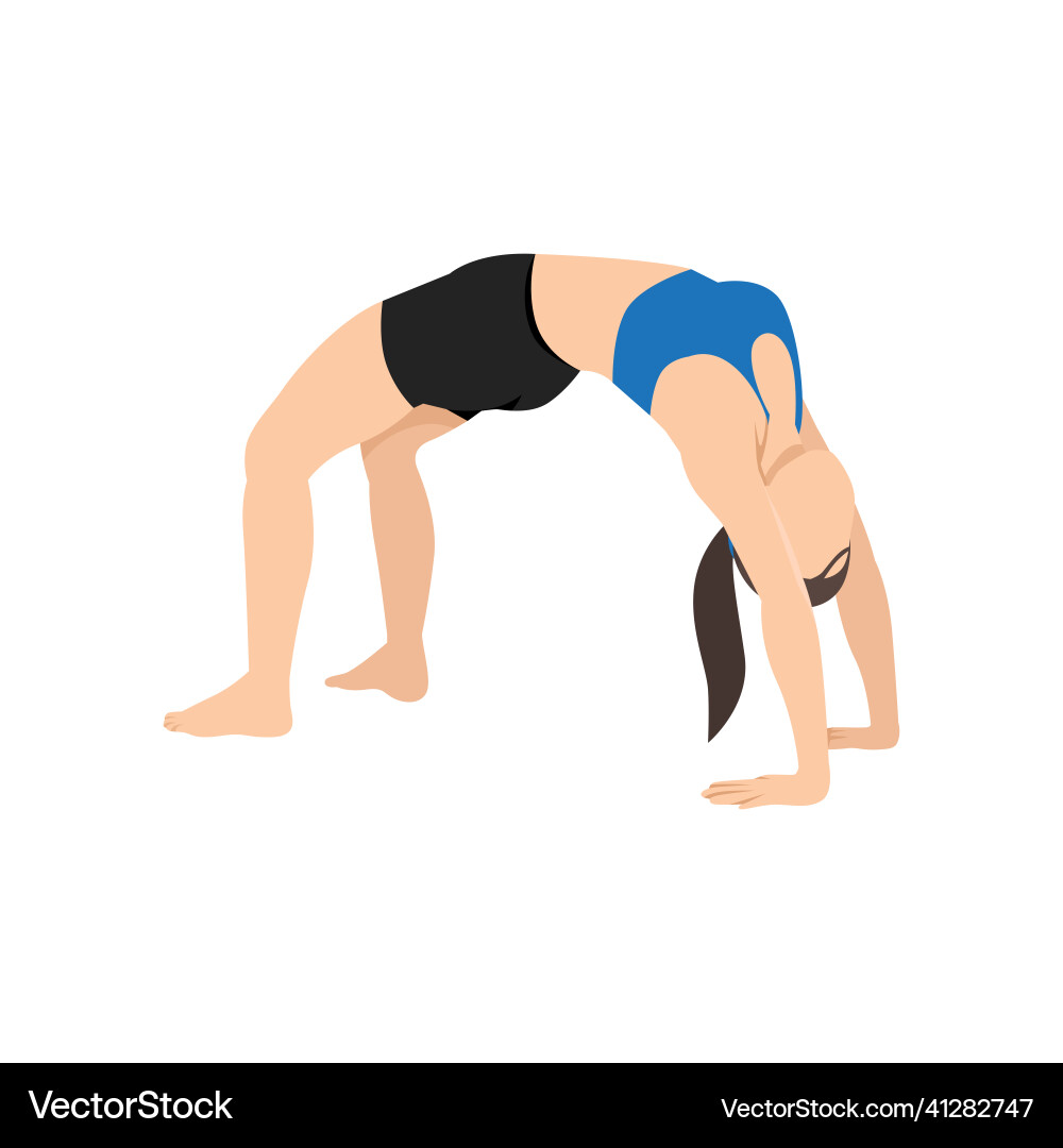 Woman doing wheel pose urdhva dhanurasana exercise