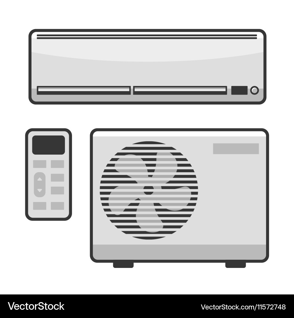 Air conditioner set on white background Royalty Free Vector