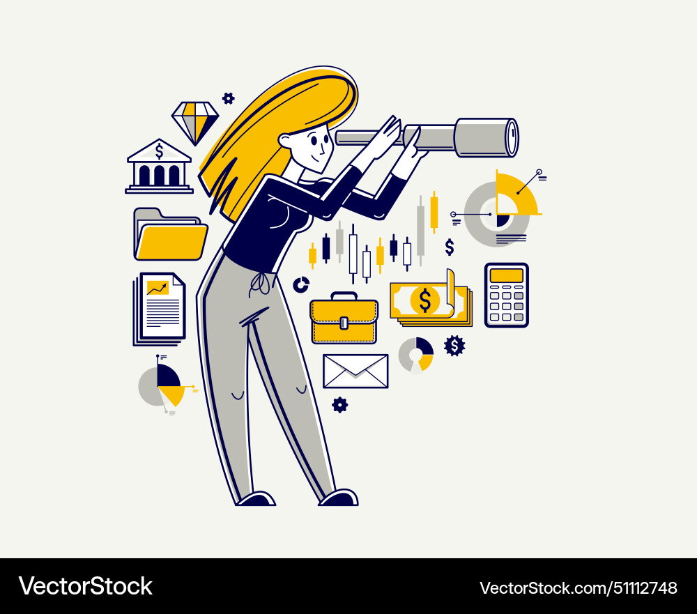 Business person collecting data for analysis Vector Image