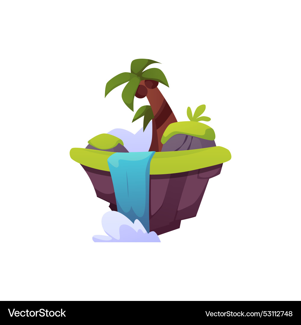 Game landscape with a floating island Royalty Free Vector