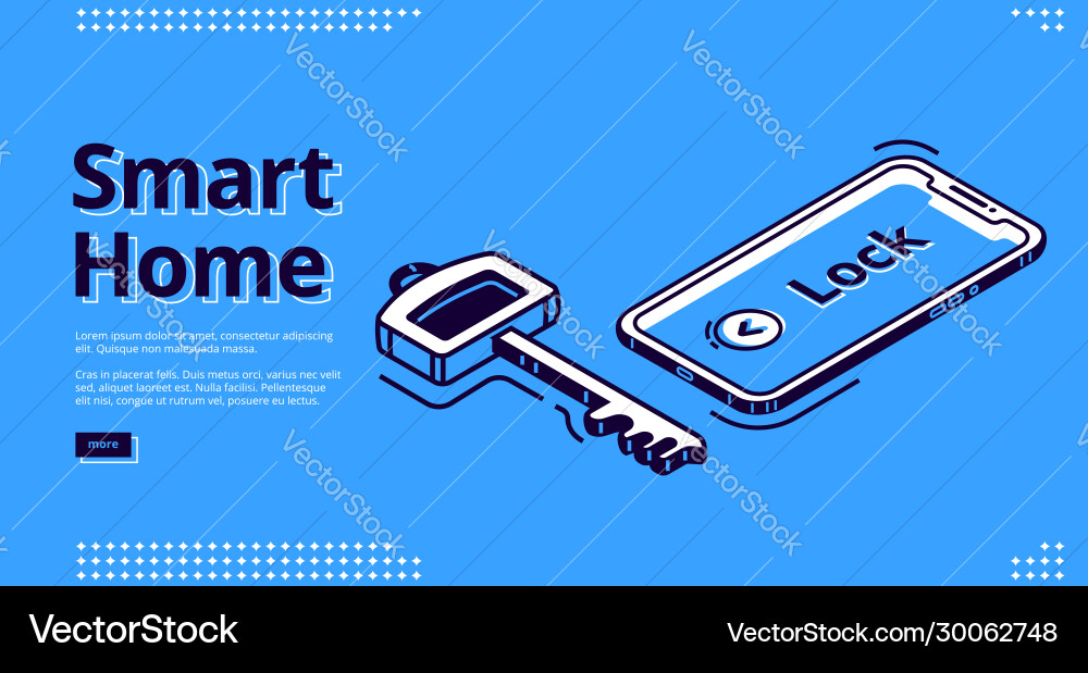 Landing page smart home key mobile phone icon Vector Image